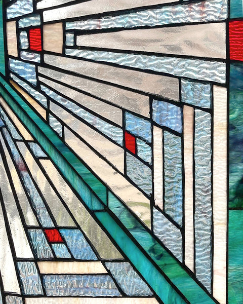 Arts & Crafts Innes Stained Glass Panel - Blue | Maclin Studio