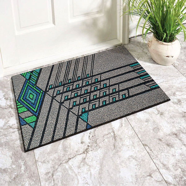 Frank Lloyd Wright Colored Kaufmann Mural Design Doormat | Maclin Studio
