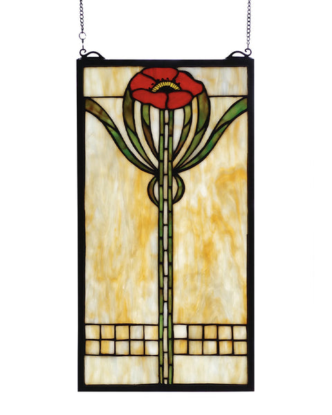 Arts & Crafts Parker Poppy Stained Glass Window Panel | Maclin Studio