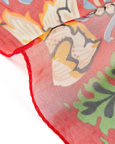 William Morris Strawberry Thief Silk Chiffon Scarf - Red | Maclin Studio